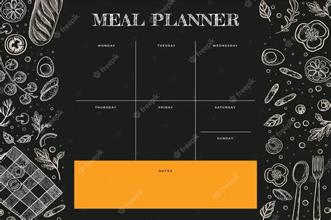 손으로 그린 식사 플래너 템플릿 무료 벡터