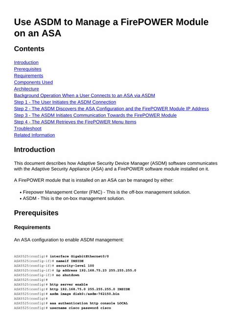 Pdf Use Asdm To Manage A Firepower Module On An Asathis Can Be Visualized As Follows Step