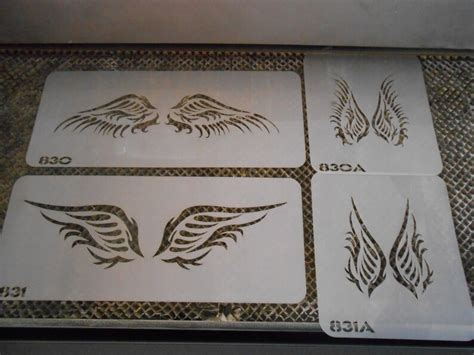 Airbrush Temporary Tattoo Stencil Set Large Angel Wings New By Etsy