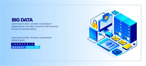 Vector Illustration Of Big Data Isometric Icon Set And Three Dimensional Banner Design