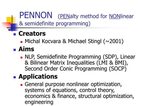 Ppt General Nonlinear Programming Nlp Software Powerpoint