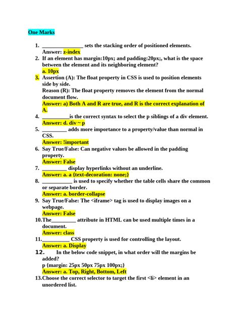 One And Two Marks Pdf Html Element Computing