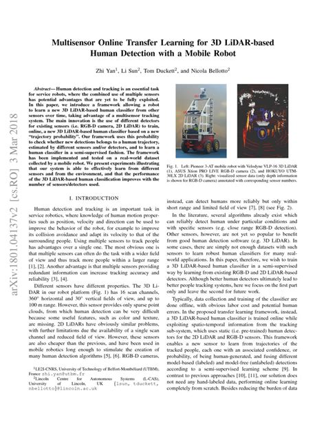 Multisensor Online Transfer Learning For D LiDAR Based Human Detection With A Mobile Robot DeepAI