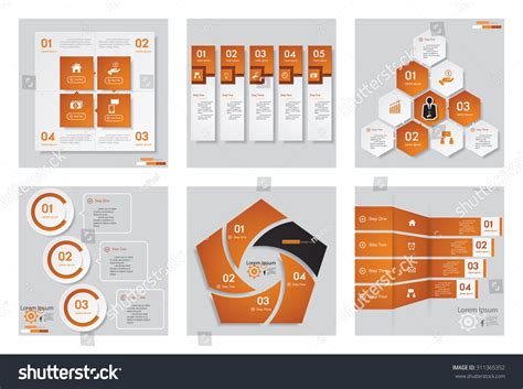 Collection 6 Orange Color Templategraphic Website Stock Vector Royalty Free 311365352