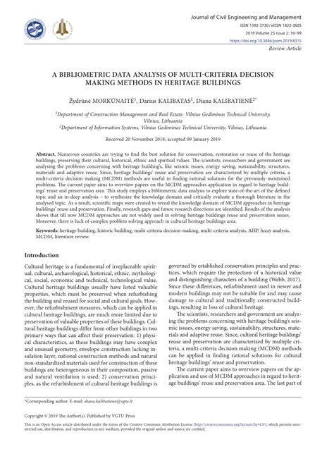 Pdf A Bibliometric Data Analysis Of Multi Criteria Decision Making