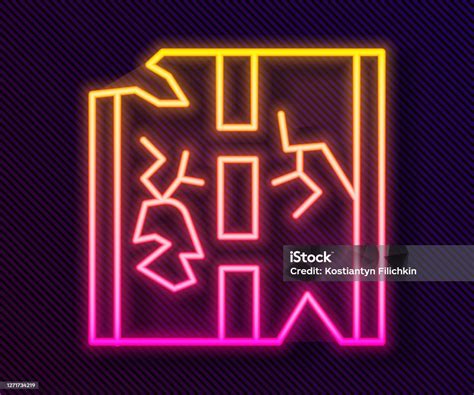 검은 색 배경에 고립 된 빛나는 네온 라인 깨진 도로 아이콘 벡터 개념에 대한 스톡 벡터 아트 및 기타 이미지 개념 거리 고속도로 Istock