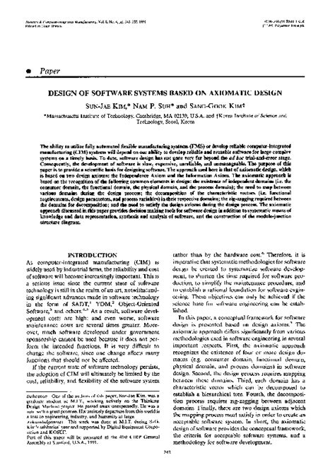 pdf design of software systems based on axiomatic design nam suh
