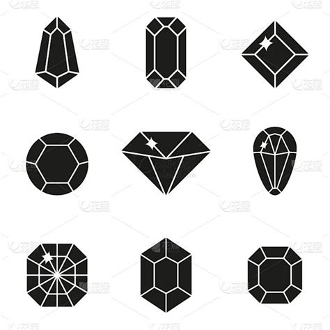 矢量珠宝或珍贵的钻石宝石集。在彩色背景上孤立的钻石。素材 花瓣网