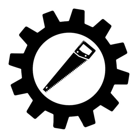 앱 및 웹 사이트용 톱니바퀴 아이콘의 손톱 또는 톱 목공 도구 프리미엄 벡터