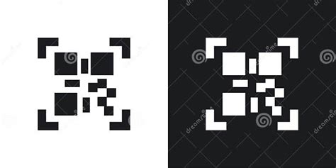 Qr Code Icon Set Scan Qrcode Pictogram In Black Filled And Outlined Style Stock Vector