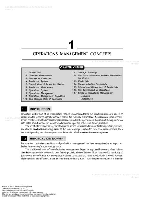 Pdf Operations Management Chapter 1 Operations Management Concepts