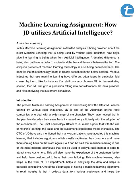 Machine Learning Assignment How Jd Utilizes Artificial Intelligence Pdf