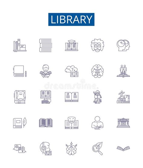 Library Line Icons Signs Set Design Collection Of Library Books Reference Sections