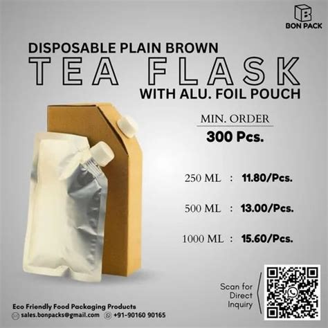 250 Ml Plain Brown Paper Tea Flask With Pouch Chai Flask Tea Flask At Rs 11 25 Piece