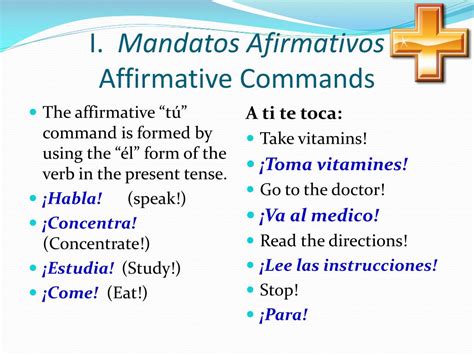 Ppt Los Mandatos Commands Powerpoint Presentation Free Download Id 4949034