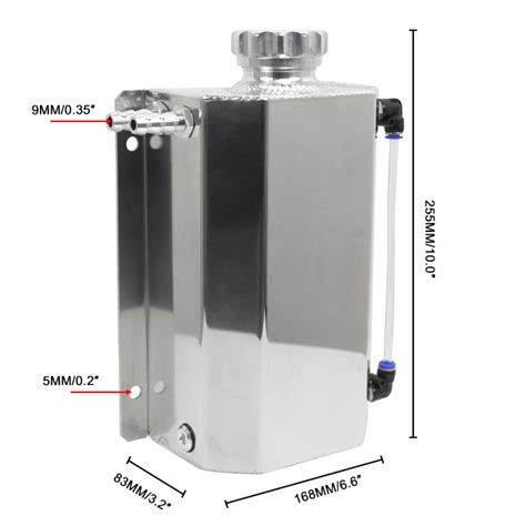 Fst009 2 알루미늄 라디에이터 냉각수 오버 플로우 병 회복 물 탱크 저수지 용량 2l