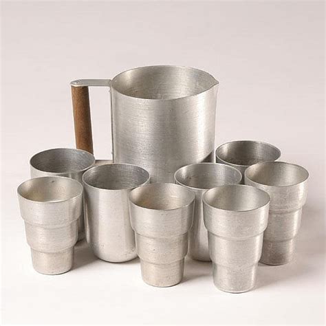 Lot Russel Wright Spun Aluminum 9pc Pitcher