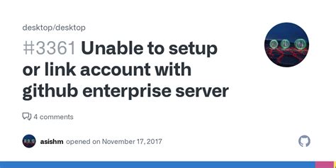 unable to setup or link account with github enterprise server · issue