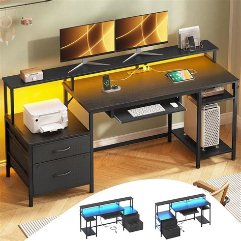 Amazon Com UPOSOJA Escritorio Para Computadora De 64 2 Pulgadas Con Bandeja Para Teclado