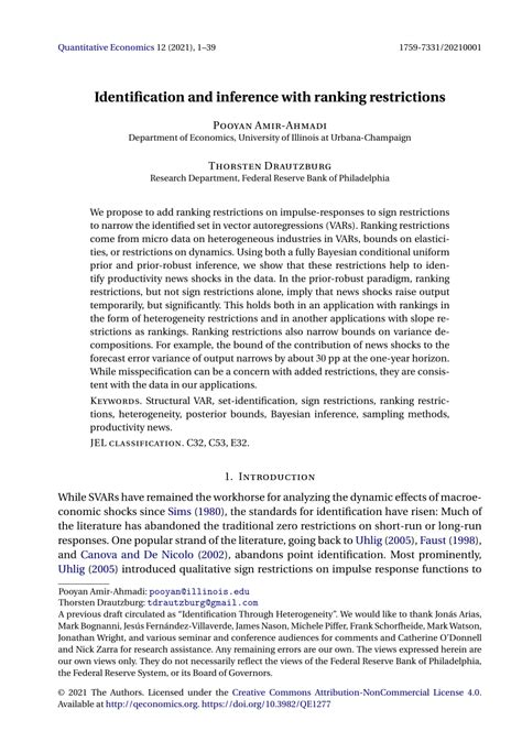 Pdf Identification And Inference With Ranking Restrictions