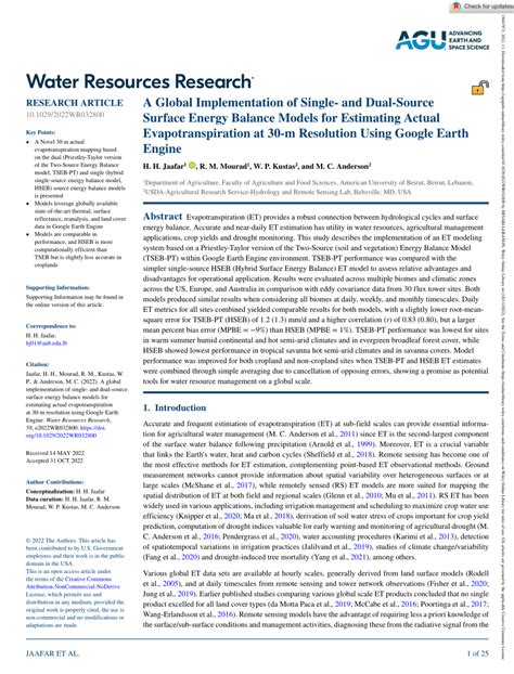 pdf a global implementation of single‐ and dual‐source surface energy