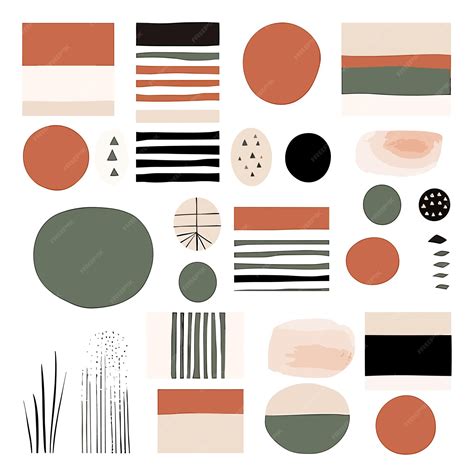 Premium Vector Abstract Minimal Element Mid Century Vector Set