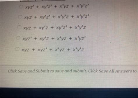 Solved QUESTION 7 Write The Sum Of Products Form Of A Chegg Com
