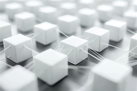 A Network Of Interconnected White Cubes On A Dark Surface Representing Data Relationships And