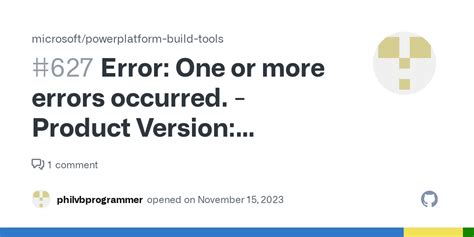 Error One Or More Errors Occurred Product Version 1296g9020cf1 File Version 1296