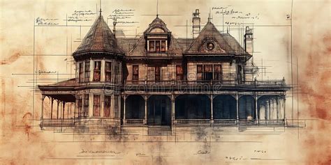 Maison Victorienne Ancienne Croquis Architecture Ancienne Dessin