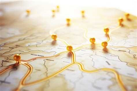 Routes Map With Highlighted Paths Premium Ai Generated Image