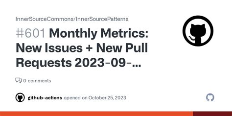 Monthly Metrics New Issues New Pull Requests 2023 09 01 2023 09 30 · Issue 601