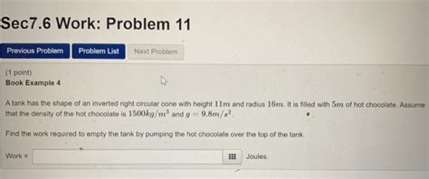 solved sec7 6 work problem 11 previous problem problem list