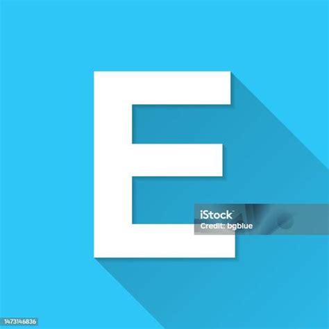 파란색 배경에 문자 E 아이콘 긴 그림자가 있는 평면 디자인 알파벳 E에 대한 스톡 벡터 아트 및 기타 이미지 알파벳 E 파란색 3차원 형태 Istock