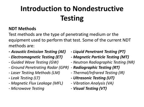 Introduction To Nondestructive Testing PPT