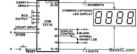4 Digit Unit Counter With BCD Output Using An Intersil ICM7217A 28 Pin DIP Control Circuit