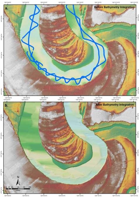 Example Results Of Bathymetric Data Integration Into The Lidar Dtm Download Scientific Diagram