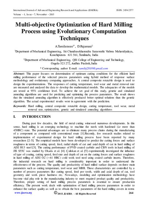 pdf multi objective optimization of hard milling process using