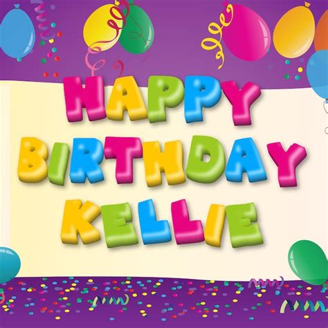 Premium Photo Happy Birthday Kellie Gold Confetti Cute Balloon Card