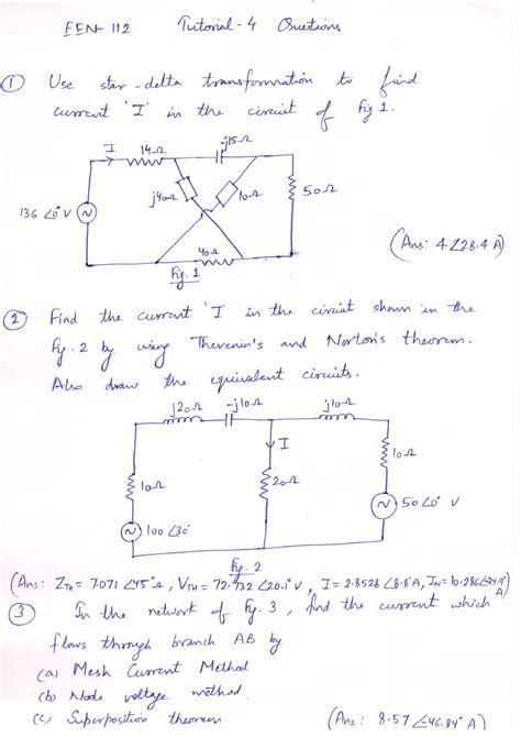 Tutorial 4 Questions Electrical Science Studocu