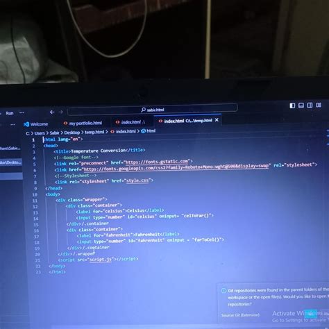 sabir khan on linkedin temperature converter html code