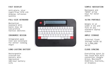 Freewrite Alpha Distraction Free Word Processor Portable Digital Typewriter