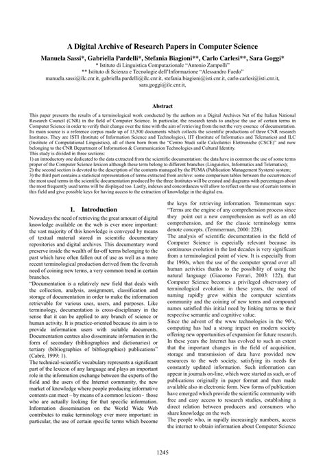 Pdf A Digital Archive Of Research Papers In Computer Science