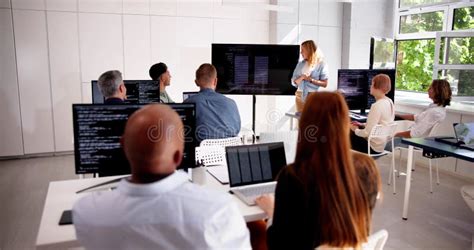 Programmer Code Training In Classroom Stock Image Image Of Presenter