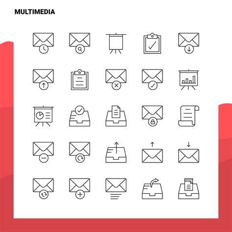 Set Of Multimedia Line Icon Set 25 Icons Vector Minimalism Style Design Black Icons Set Linear