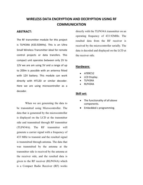 wireless data encryption and decryption using rf communication ieee pdf transmitter radio