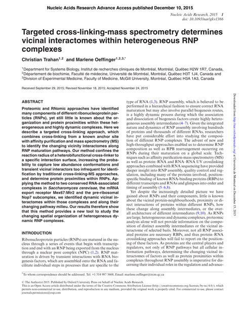 Pdf Targeted Cross Linking Mass Spectrometry Determines Vicinal Interactomes Within