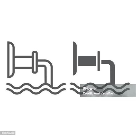 폐기물 파이프 라인과 문양 아이콘 산업 및 물 폐수 기호 벡터 그래픽 흰색 바탕에 선형 패턴 0명에 대한 스톡 벡터 아트 및 기타 이미지 Istock