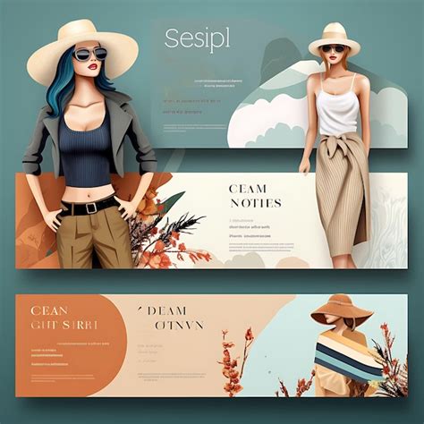 Premium Photo Set Of Casual Chic Fashion Banner Ads Effortlessly