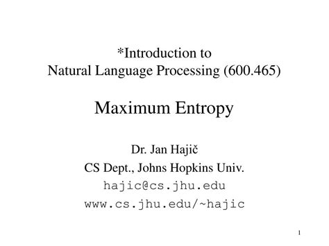 PPT Introduction To Natural Language Processing Maximum Entropy PowerPoint